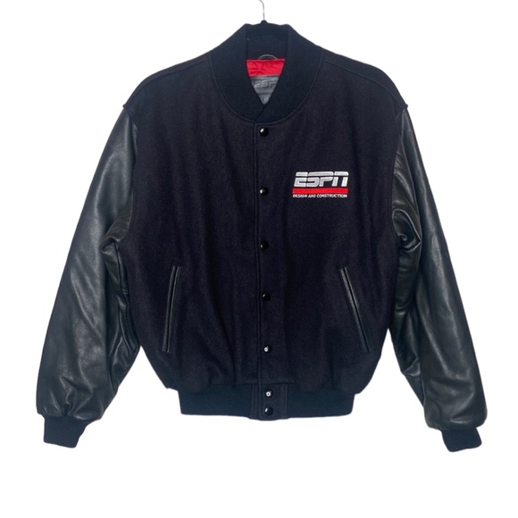 ESPN | Jackets & Coats | Espn The Store Wool Leather Sleeve Espn Design ...
